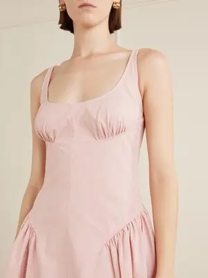 Proenza Schouler White Label Solira Gathered Striped Cotton-blend Seersucker Midi Dress - Pink
