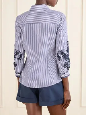 Carolina Herrera Embroidered Striped Cotton-poplin Shirt