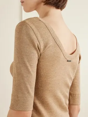 Brunello Cucinelli Metallic Wool-blend Knit T-shirt - Brown