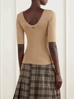 Brunello Cucinelli Metallic Wool-blend Knit T-shirt - Brown