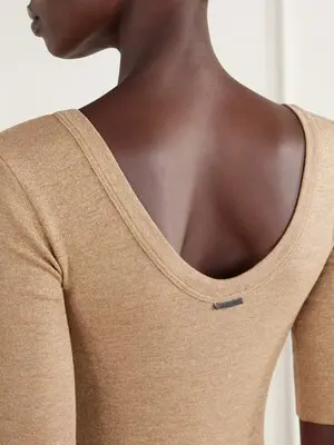 Brunello Cucinelli Metallic Wool-blend Knit T-shirt - Brown