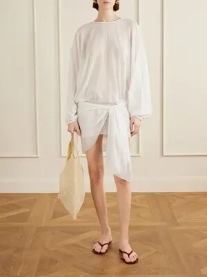 Christopher Esber Porto Gathered Cotton-voile Mini Dress