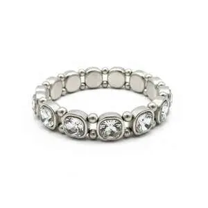 BY VIRGO Lurex Bracelet With Large-cut Crystal Stones - Silver
