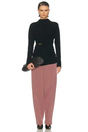 Bottega Veneta Long Sleeve Top With Gold Tone Hardware