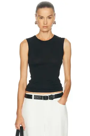 Eterne Fitted Muscle Tank Top - Black