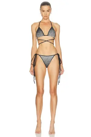 Christopher John Rogers Halftone Wiggle Dot String Bikini Bottom
