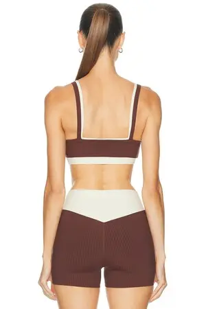 Year Of Ours Ribbed Layer Bralette In Brown - Choc & Shell