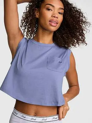 Pink Light As Air Jersey Cropped Tank Top - Blue