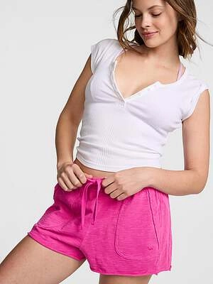 Pink Lightweight Lounge A-line Shorts - Pink