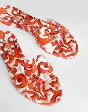 Dolce & Gabbana Majolica Print Rubber Slides - Multicolor