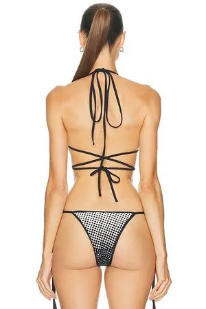 Christopher John Rogers Haltone Wiggle Dot String Bikini Top