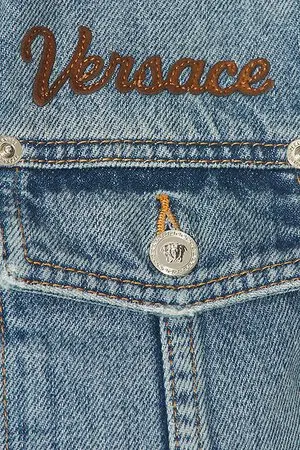 Versace Denim Mini Dress With Suede Accents - Medium Blue