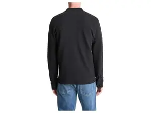 Vince Basket Weave Long Sleeve Polo Clothing Coastal - Navy