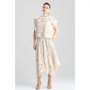 Natori Crochet Lace Square Neck Top - Parchment