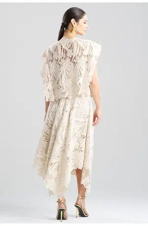 Natori Crochet Lace Square Neck Top