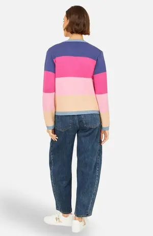 YUMI Block Stripe Tie Front Cardigan