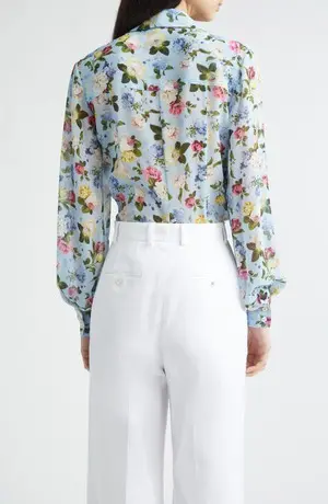 Carolina Herrera Isabella Floral Silk Crepe Button-up Shirt
