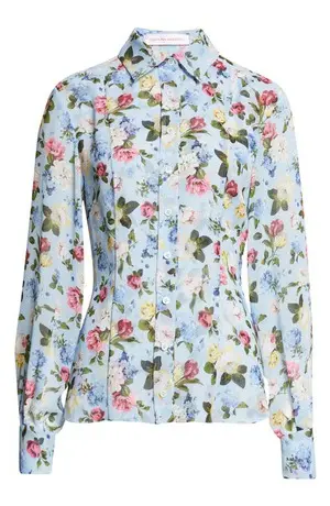 Carolina Herrera Isabella Floral Silk Crepe Button-up Shirt