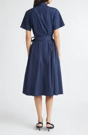 Carolina Herrera Floral Embroidered Cotton Shirtdress - Midnight