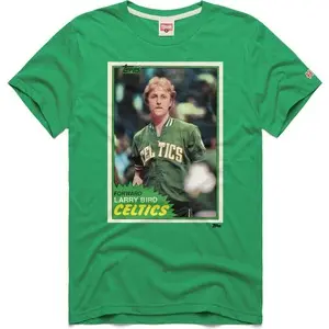 HOMAGE Larry Bird Boston Celtics Topps Trading Card Player T-shirt - Green