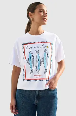 YUMI Cotton Summer Graphic T-shirt - White
