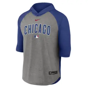 Nike Chicago Cubs Authentic Collection Flux Dri-fit Mlb 3/4-sleeve Hooded T-shirt - Blue