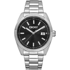 Dkny Stainless Steel Bracelet Watch With Date Window - Black/silver
