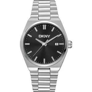 Dkny Two-tone Stainless Steel Bracelet Watch With Date Window - Black/silver