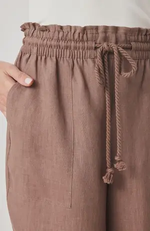 Splendid Linen Paperbag Waist Wide Leg Pants - Wicker