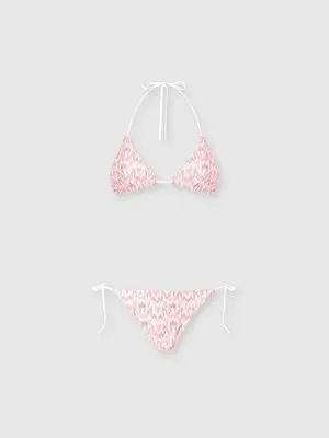 Missoni Triangle Bikini In Viscose Lamé With Foliage Motif - Multicoloured