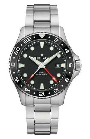 Hamilton Khaki Navy Scuba Gmt Automatic Bracelet Watch - Black