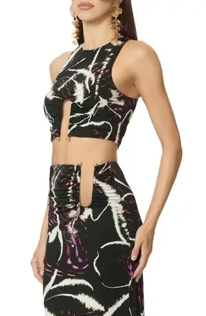 AFRM Saoirse Abstract Print U-ring Cropped Tank
