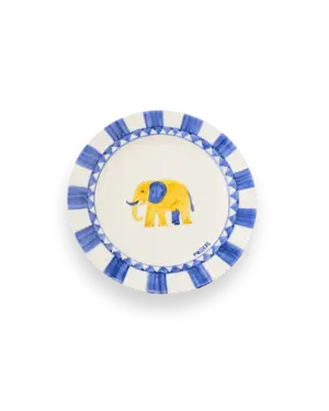 Mojjere Faience Dessert Plate Animal Design Indigo - Blue