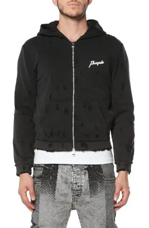 PURPLE BRAND Midweight Slub Graphic Zip Hoodie