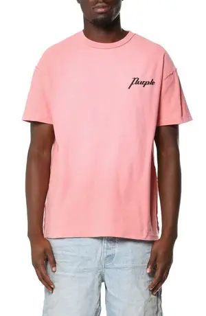 PURPLE BRAND Textured Inside Out Cotton Graphic T-shirt - Pink