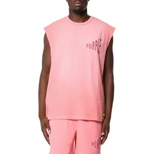 PURPLE BRAND Textured Sleeveless Graphic T-shirt