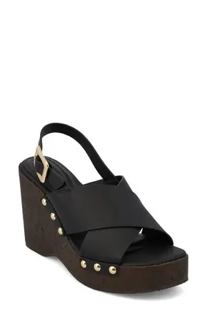 Mia Elleiana Wedge Sandal - Black