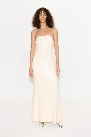 SIMONMILLER Strapless Teardrop Sequin Gown - Bone