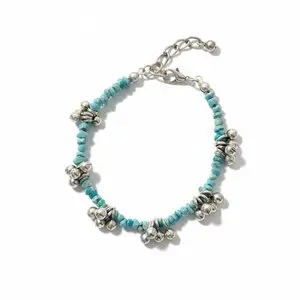BY VIRGO Still Warm Soft Chime Turquoise And Silver-plated Brass Bracelet - Blue