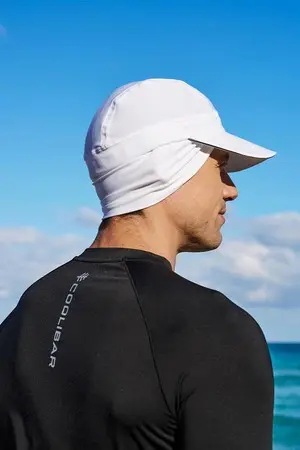 Coolibar Emmet Fitness Cap With Ear Coverage - White