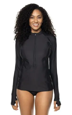 Coolibar Escalante Zip Rash Guard - Black