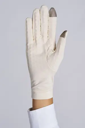 Coolibar Gannett Full Finger Uv Sun Gloves With Grip - Vanilla