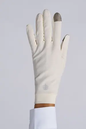 Coolibar Gannett Full Finger Uv Sun Gloves With Grip - Vanilla