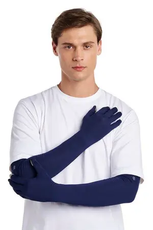 Coolibar Culebra Long Full Finger Uv Sun Gloves - Navy