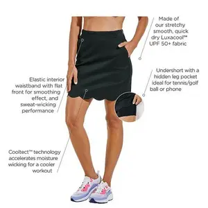 Coolibar Valorus Golf Skort With Scallop Detail - Navy