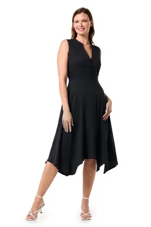 Coolibar Upf 50+ Monroe Dress With V-neck And Hankerchief Hem - Black