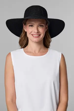 Coolibar Packable Wide Brim Sun Hat - Black