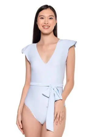 Coolibar Coconut Grove Flutter Sleeve One-piece Swimsuit With Tie Waist - Skyride