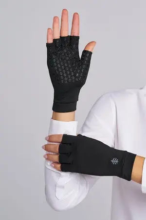 Coolibar Ouray Fingerless Uv Sun Gloves - Black