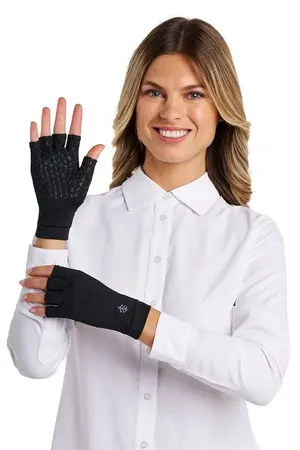 Coolibar Ouray Fingerless Uv Sun Gloves - Black